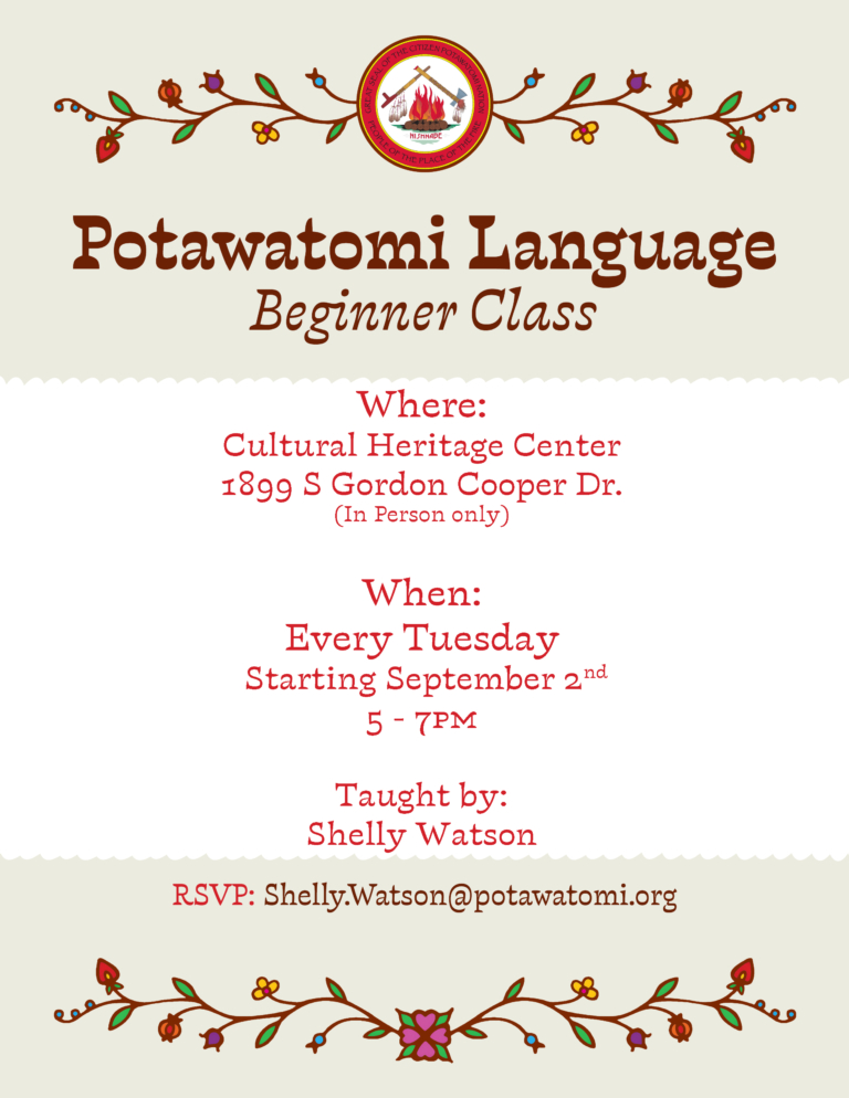 Potawatomi Language Beginner Class - Potawatomi.org